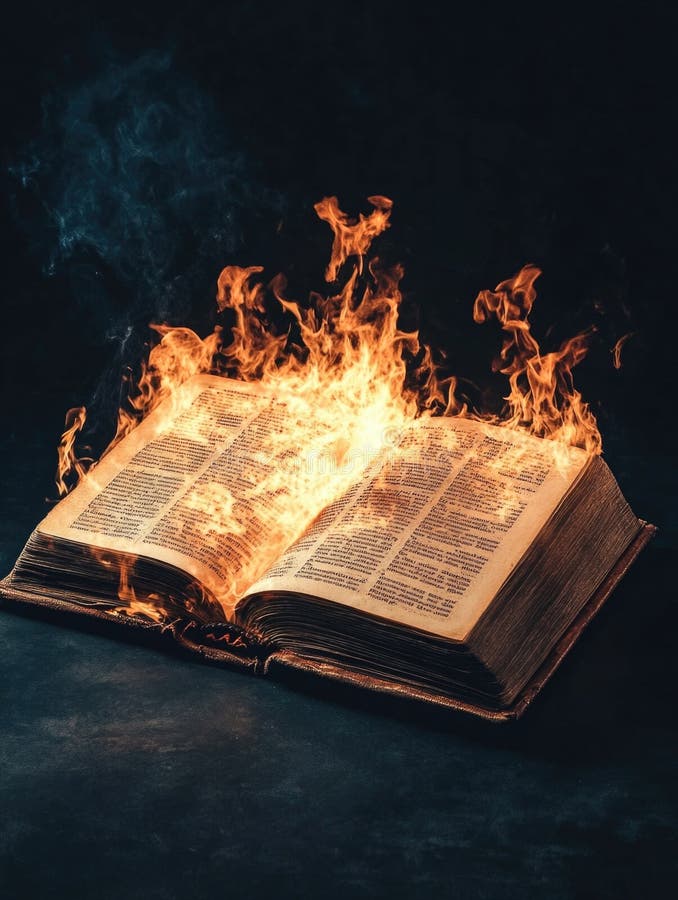 Open Book on Fire stock photo. Image of flame, memory - 374845896