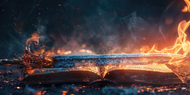 Open Book on Fire-covered Ground Stock Image - Image of light, book ...