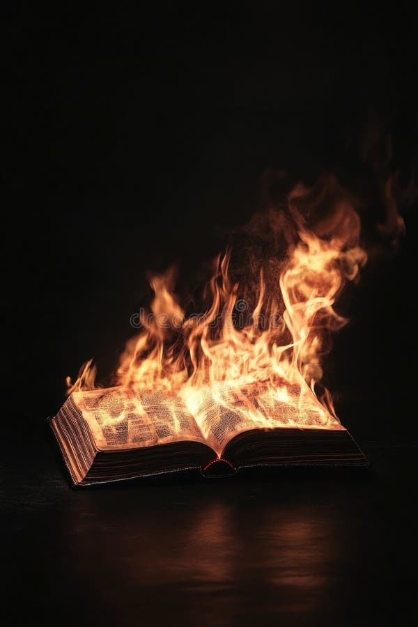 Open book on fire stock image. Image of study, academic - 375863003