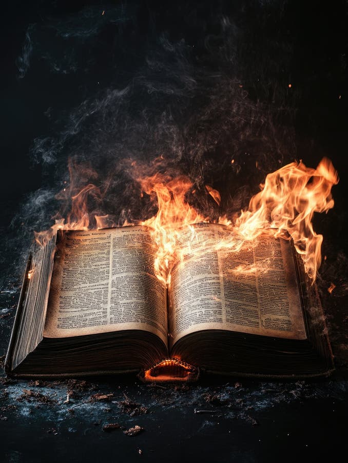 Open Book on Fire stock image. Image of burning, knowledge - 375130191