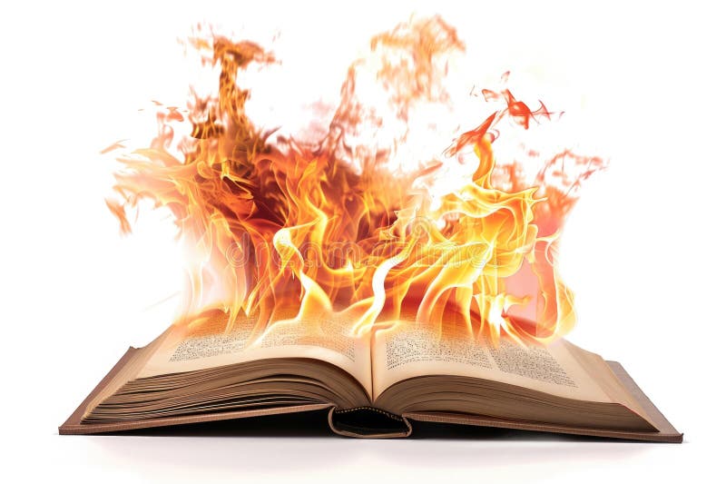 An Open Book with Flames Burning from the Pages, Concept for Fiery ...