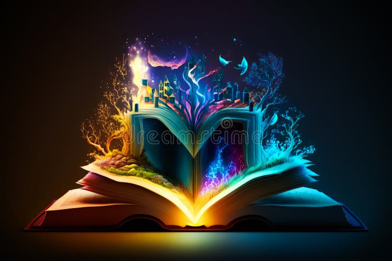 An Open Book with Flames Coming Out of it. Generative AI Stock ...