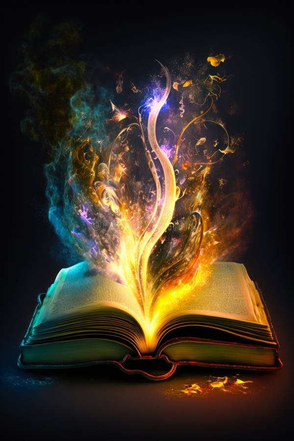 An Open Book with Flames Coming Out of it. Generative AI Stock ...