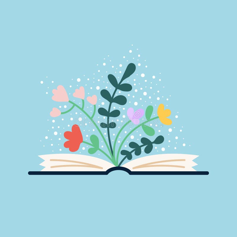 Open Book with Flowers and Plants. Back To School. Vector Illustration ...