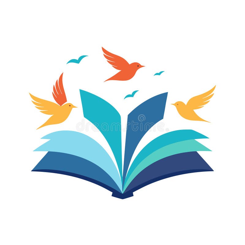 Open Book with Flying Birds, Abstract Illustration of Knowledge and ...