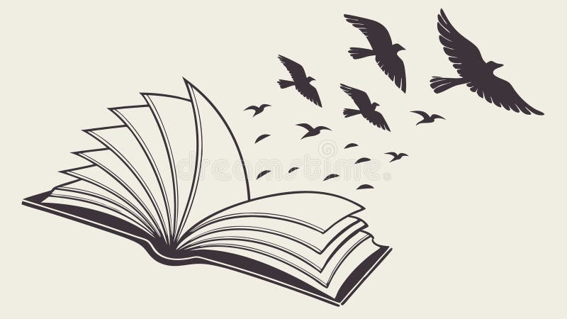 Open Book with Flying Birds, Freedom, Knowledge, Vector Design ...