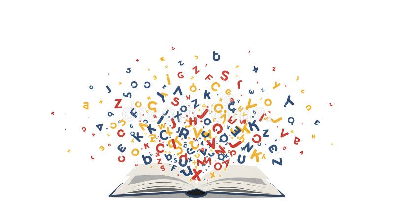 Open Book with Flying Letters, Learning and Knowledge Concept Stock ...
