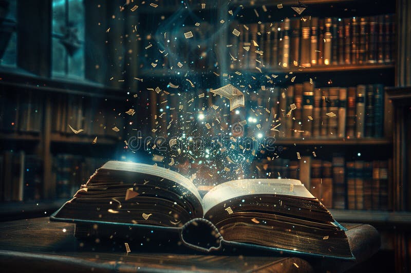 Open Book with Flying Letters in the Library. Education Concept Stock ... Open Book with Flying Letters in the Library. Education Concept Stock ...