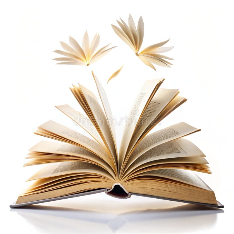 Open Book with Flying Pages Stock Illustration - Illustration of ...