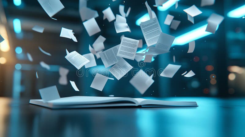 Open Book with Flying Pages Symbolizing Knowledge and Creativity in ...