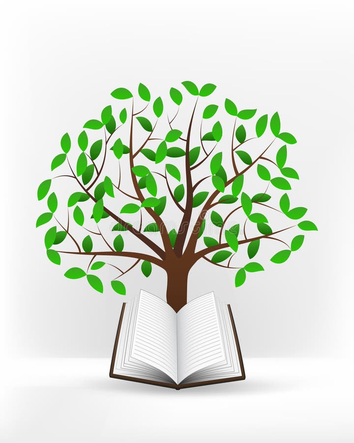 Open Book in Front of Green Leafy Tree Vector Stock Vector ...
