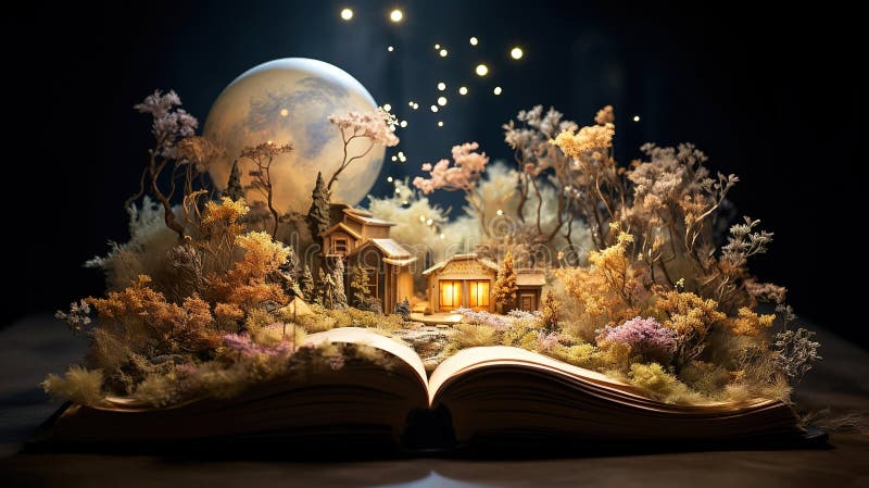 Open Book Full of Winter S Tale Figures Stock Illustration ...