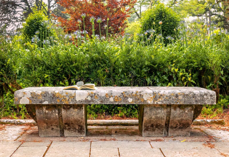 An Open Book on a Garden Bench Stock Image - Image of reading, bench ...