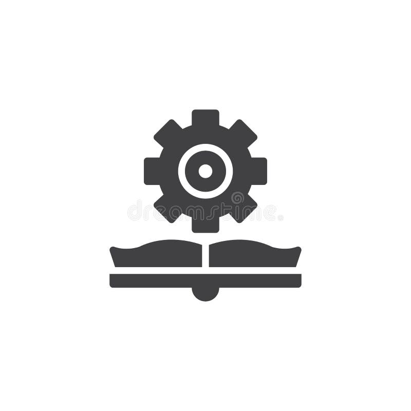 Open Book and Gear Vector Icon Stock Vector - Illustration of pictogram ...