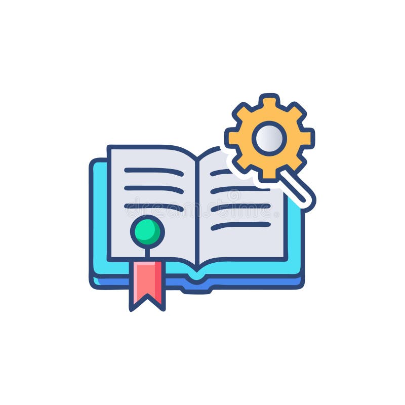 Open Book with Gear Wheel Illustration for Data Analysis Stock Image ...