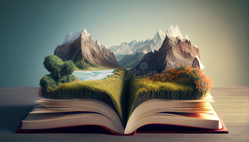 Open Book Generating a Marvelous Fantastic Landscape. AI Generated ...