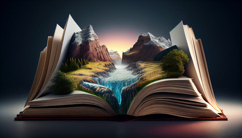Open Book Generating a Marvelous Fantastic Landscape. AI Generated ...