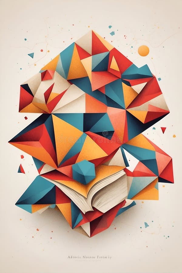 Open Book with Geometric Shapes. Generative AI. Stock Illustration ...