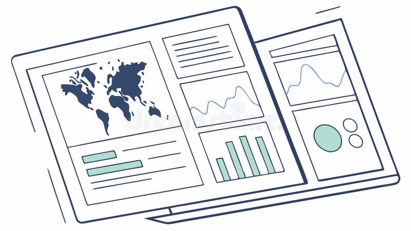 Open Book with Global Data Charts, World Knowledge, Vector Design ...