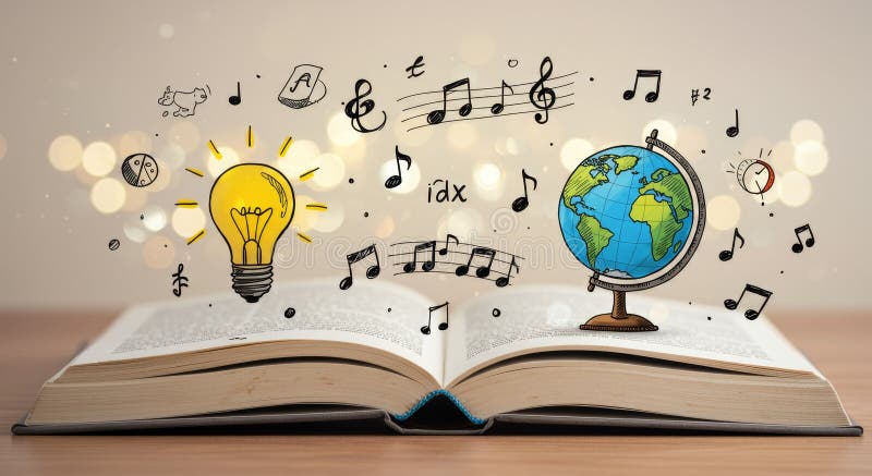 Open Book with Globe and Lightbulb Knowledge Inspiration Global ...