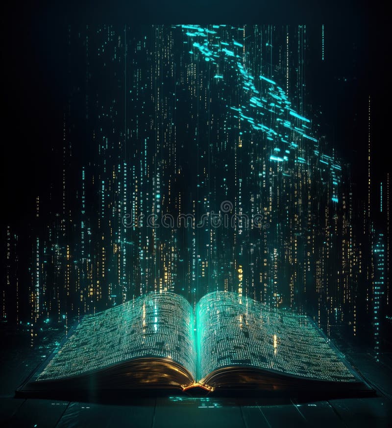 Digital Book Glowing Data Streams Representing Knowledge Technology Stock Photos - Free ...