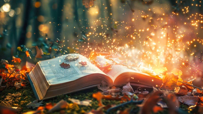 An Open Book Glowing with Magic and Ancient Wisdom Stock Photo - Image ...
