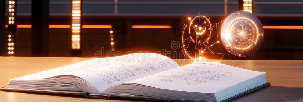 Open Book with Glowing Orb Knowledge Wisdom Learning Technology Future ...