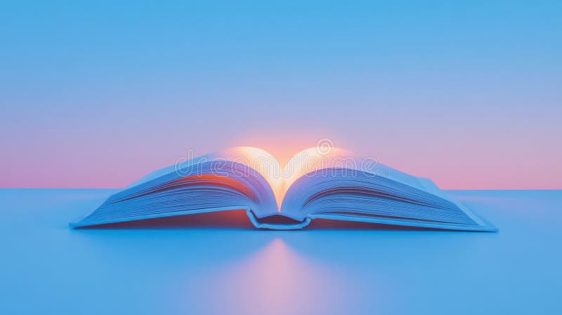 Open Book with Glowing Pages in a Softly Lit Environment Evening ...