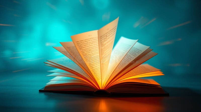 Open Book Glows with Knowledge and Inspiration, Sparking Imagination ...