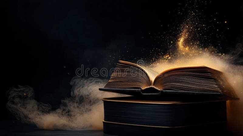 An Open Book with Gold Glitter on the Pages. Stock Image - Image of ...