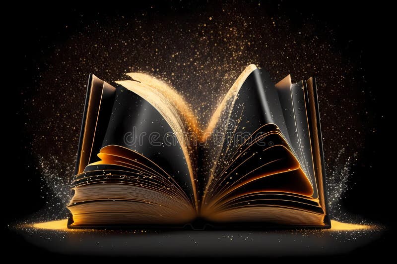 Open Book with Golden Light Particles that Create a Stunning and ...