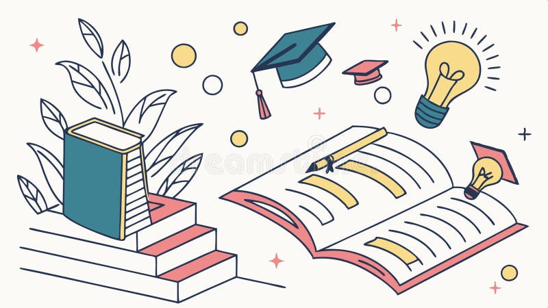 Open Book with Graduation Cap, Education Symbol, Graduation Book ...