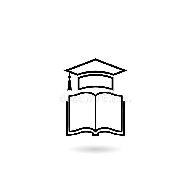 Open Book with Graduation Cap Icon with Shadow Stock Vector ...