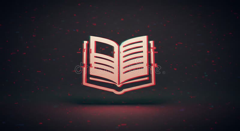 Open Book Graphic on Dark Background with Digital Glitch Effect Stock ...