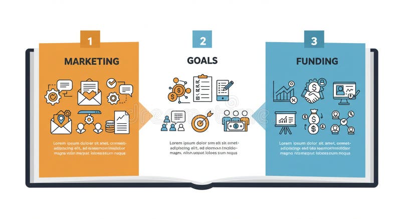 Open Book Graphic Presents a Step-by-step Guide. Three Sections ...