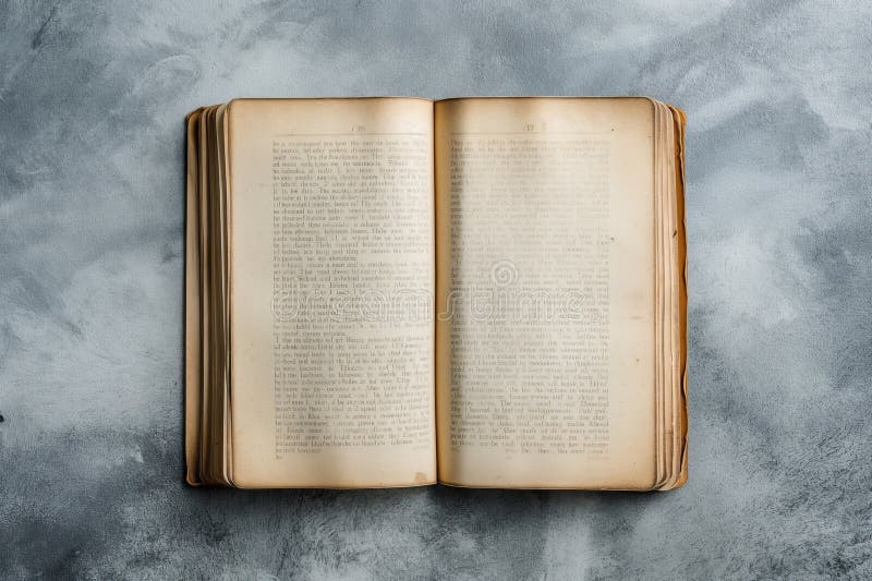 Open Book on a Gray Background. Top View Stock Illustration ...