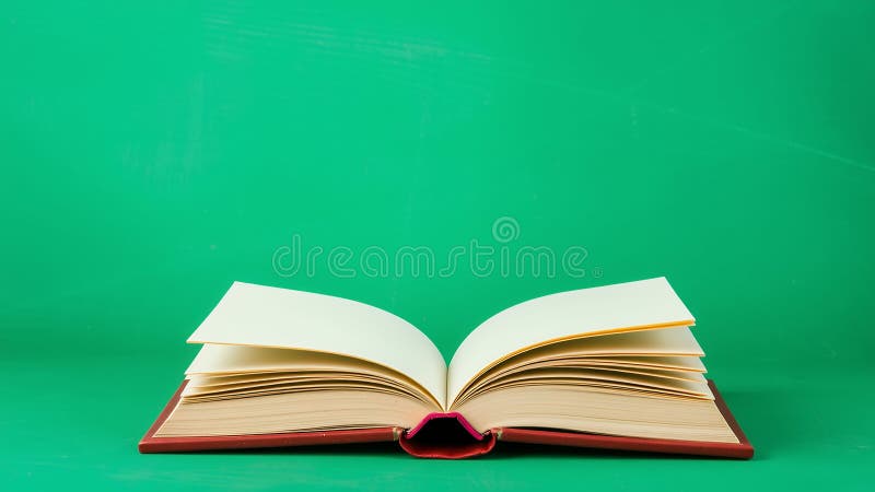 Open Book on a Green Background Stock Illustration - Illustration of ...