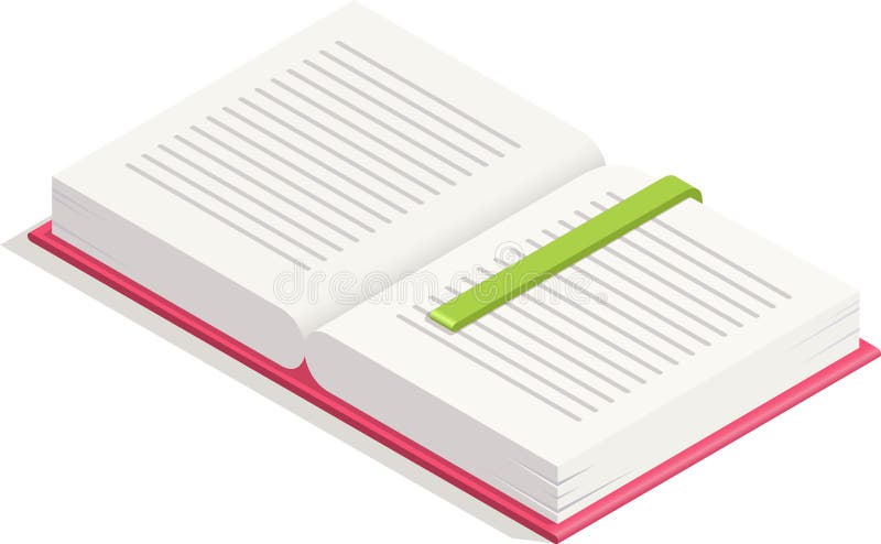 Open Book with a Green Bookmark on a Table, Inviting Exploration of Its ...