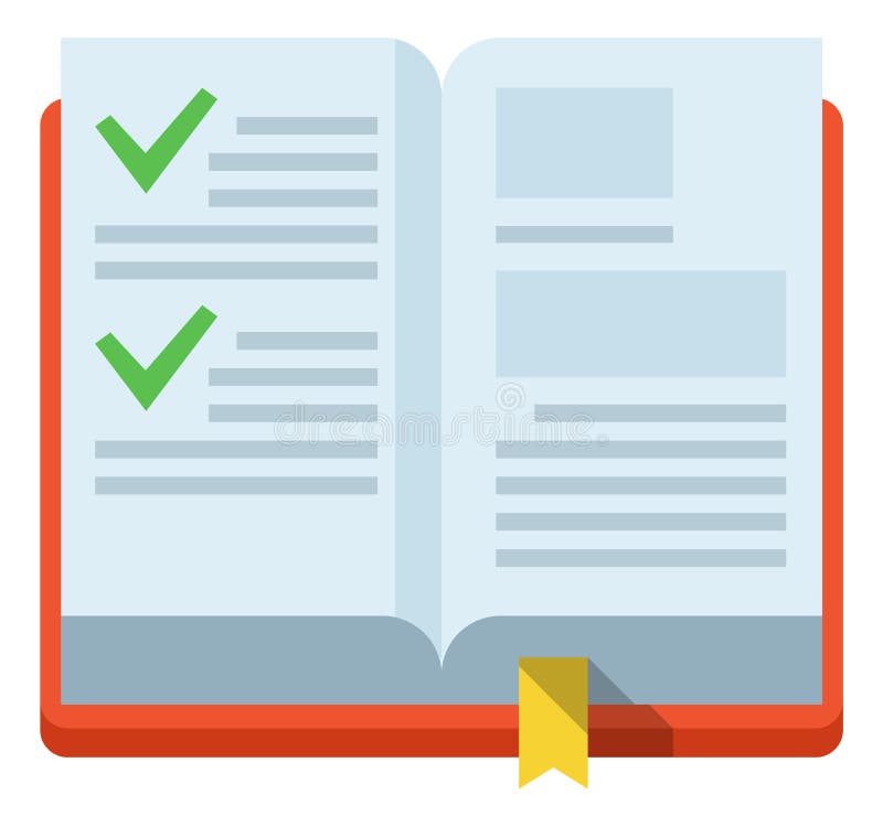 Open Book with Green Check Marks on Pages. Complete Study Concept Stock ...