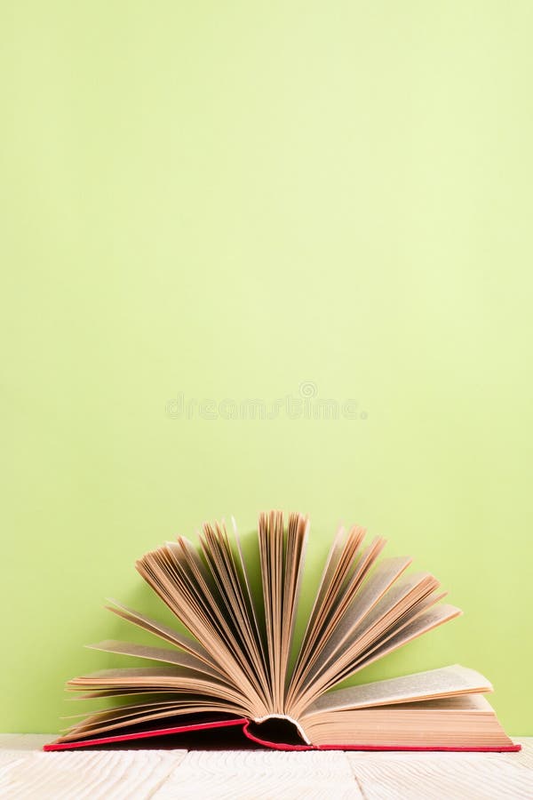 Open Book Green Wooden Bavkground Education Background Stock Photos ...