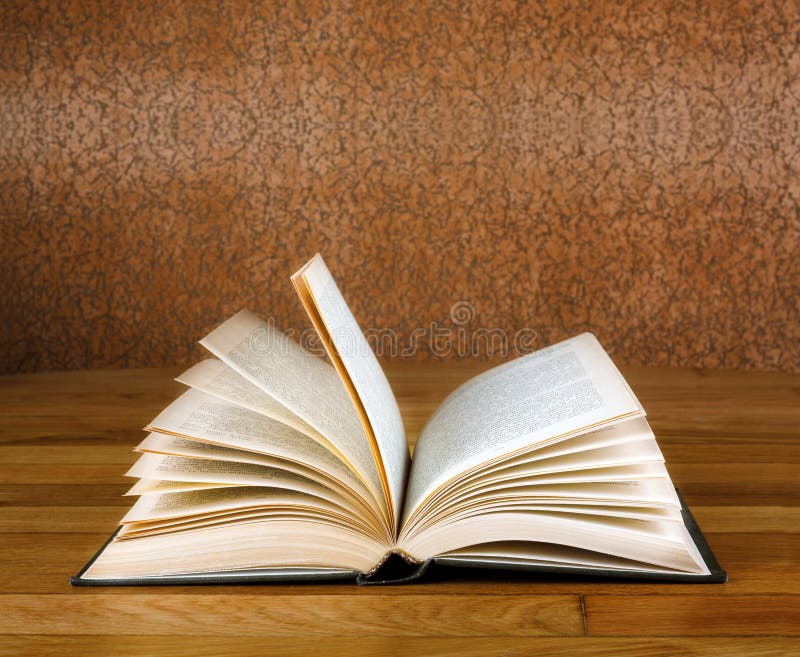 Open Book on Grunge Wooden Table Stock Photo - Image of archive ...