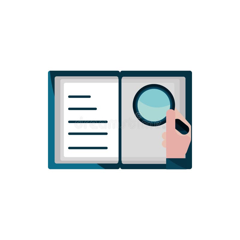 Open Book Hand with Magnifier Property Intellectual Copyright Icon ...