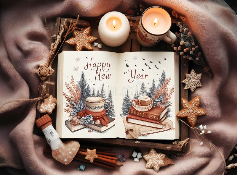 An Open Book with a Happy New Year S Message Stock Image - Image of ...