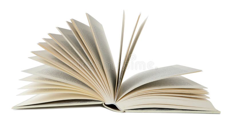 Open Book with Hard Cover on White Background Stock Photo - Image of ...