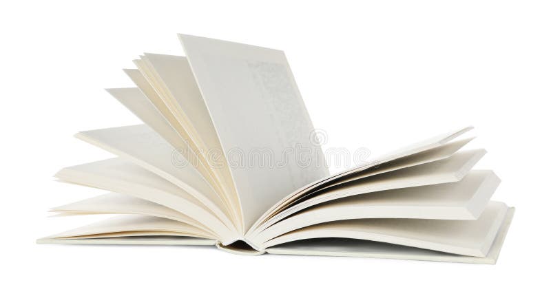 Open Book with Hard Cover on White Background Stock Photo - Image of ...
