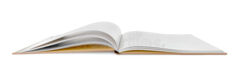 Open Book with Hard Cover on White Background Stock Photo - Image of ...