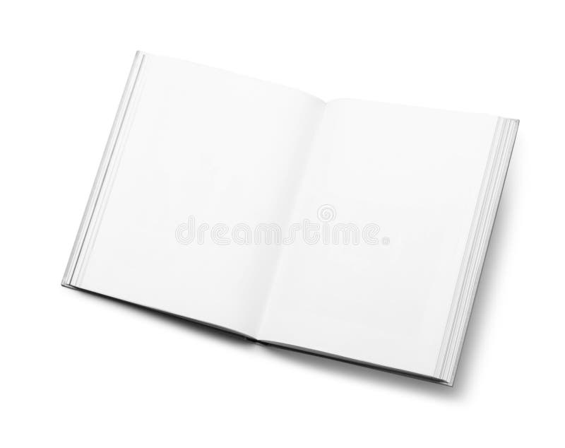 Open Book with Hard Cover on White Background, Top View Stock Image ...