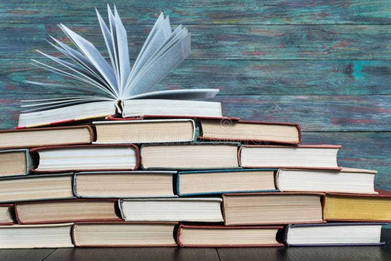 Open Book Hardback on Stack Books Stock Photo - Image of copy ...