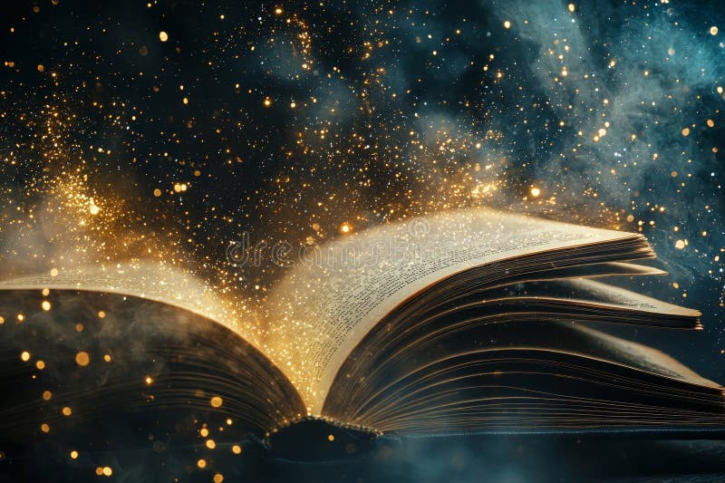 The Open Book Has Sparkles Coming Out of the Spine, Ideal for Science ...