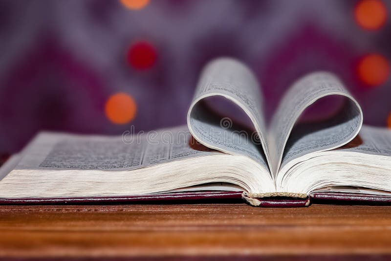 A Open Book with Heart on Background Stock Image - Image of novel ...